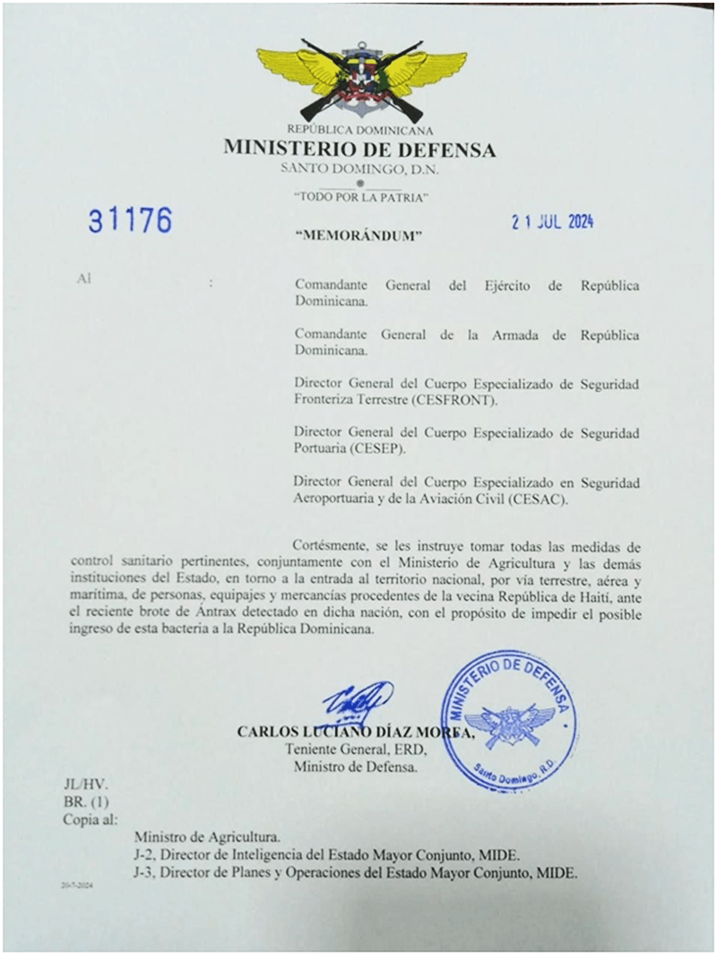 RD toma medidas para evitar entrada de ántrax al territorio nacional ...